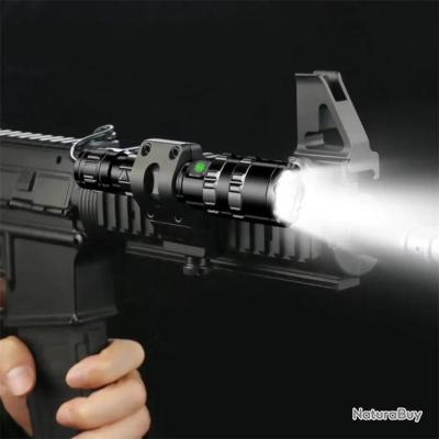 Lampe tactique de chasse rechargeable avec rail lampe led chasse ...