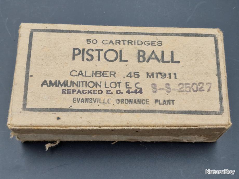 WW2 BOITE VIDE MUNITION CARTON PARACHUTAGE FRANCE JUIN 1944 PISTOL BALL ...