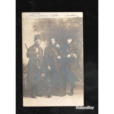 8e régiment d'infanterie ? verdun 1914 ,3 troupiers en arme carte photo ...