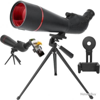 Longue-Vue 20-60x80 HD Télescope Monoculaire étanche avec Trépied pour L'observation Tir ...