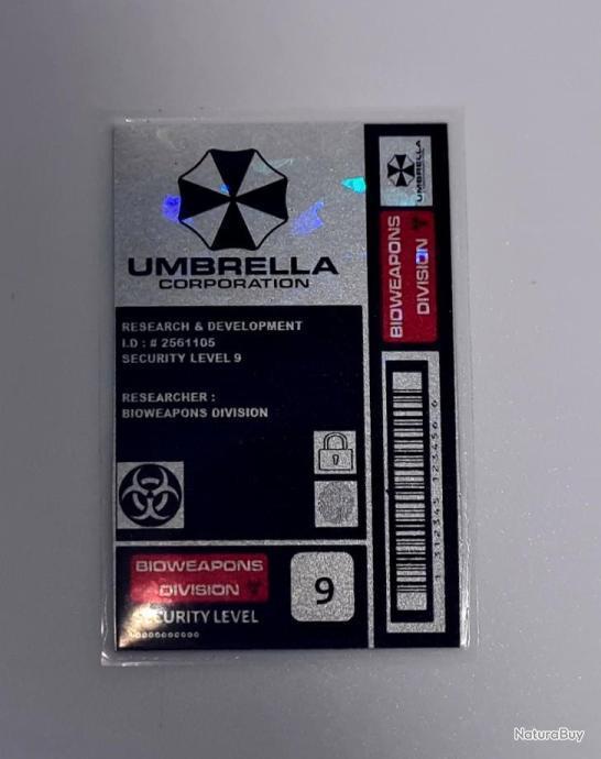 FIN RÉDUCTION ! BADGE HOLOGRAPHIQUE V2 UMBRELLA CORP RESIDENT EVIL ...