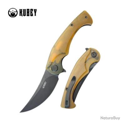 Couteau Kubey Scimitar Yellow Manche Ultem Lame Acier 14C28N Blackwash ...