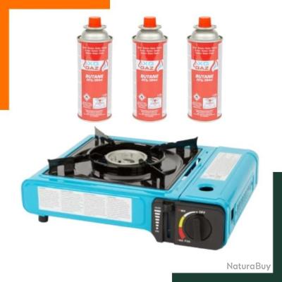 Réchaud gaz - 3 bouteilles de gaz butane 227g - Bleu - Réchaud (11718947)