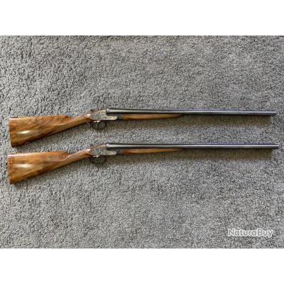 Paire de fusils juxtaposés à contre platine signée SEYTRE Calibre 12/70 ...