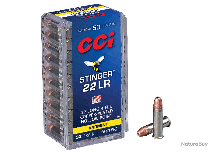 Balles CCI Stinger Hyper Velocity - Cal. 22 LR - Boite de 50 - Par 20 ...