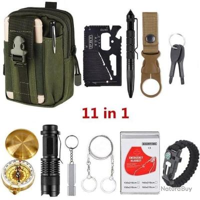 Kit de Survie 11 EN 1 VERT ARMEE - Kits de survie (11857161)