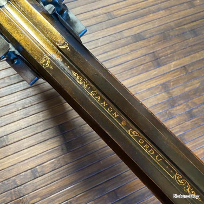 MAGNIFIQUE FUSIL LUXE DE CHASSE À SILEX DOUBLE CANON RICHEMENT DÉCORÉ À ...