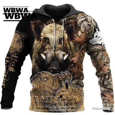 WBWA Sweat Flocage 3D Avec Tête De Sanglier R196 - - Pulls et sweat de ...