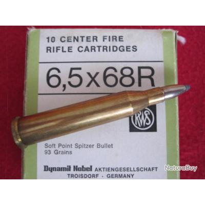 Pour collection vends UNE cartouche 6,5x68 R, fabrication originale RWS ...