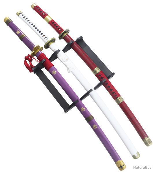 Pack 3 Katanas Tranchants Zoro One Piece Lame Maru V2 Katana Japonais ...