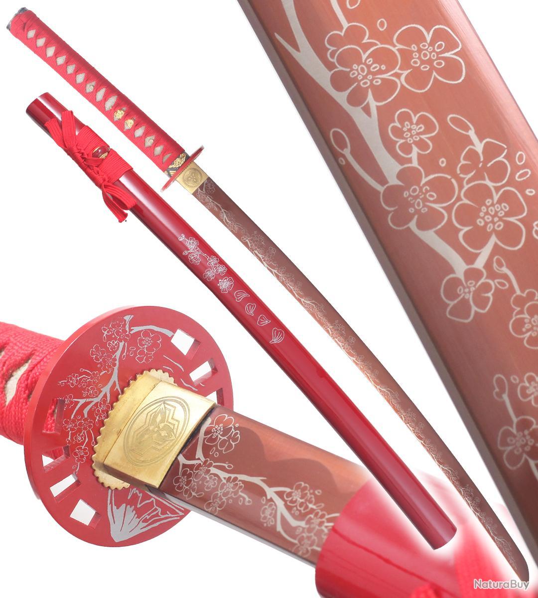 Danzan Katana Forgé Red Flowers Sabre Tranchant Epee - Maru 1045 Katana ...