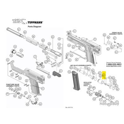 Tippmann TPX T19-Valve Spool O-Ring Cast Urethane 70A 2-010-11888 - CO² et Air comprimé ...