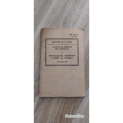 Manuel de service mitraillette Thompson M1928A1 1943 Francais - Livres ...