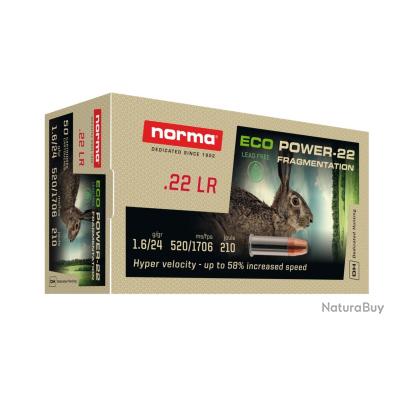 NORMA 22LR ECO POWER FRAGMENTATION 24GR HP SANS PLOMB X50 - Munitions ...