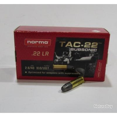 Lot 1000 cartouches 22lr Norma TAC-22 Hollow point plombs 40 grains ...