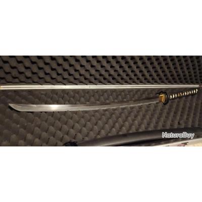 Katana Musashi XL ELITE lame large de 3,7cm , poignée CUIR NOIR ...