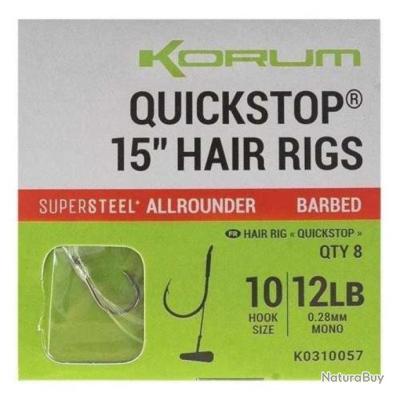 Bas de ligne / Montages Cheveux Korum Big Fish Quickstop sans ardillon - Nylon & Tresses Feeder ...