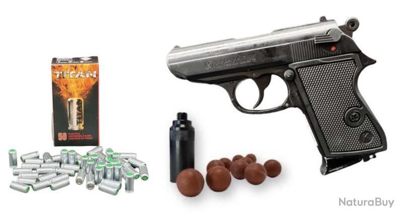 Pack défense Pistolet à blanc Kimar Lady réplique Walther PPK + embout ...