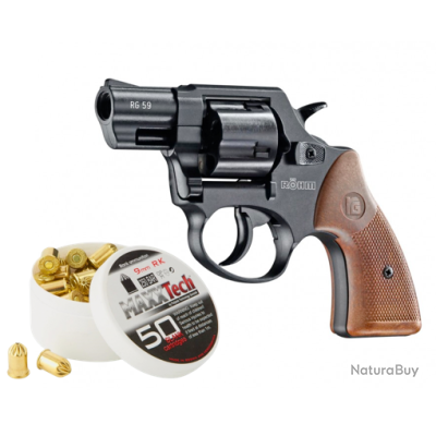 Pack REVOLVER ROHM RG 59 + Munitions- CALIBRE 9 MM RK - BLACK ...