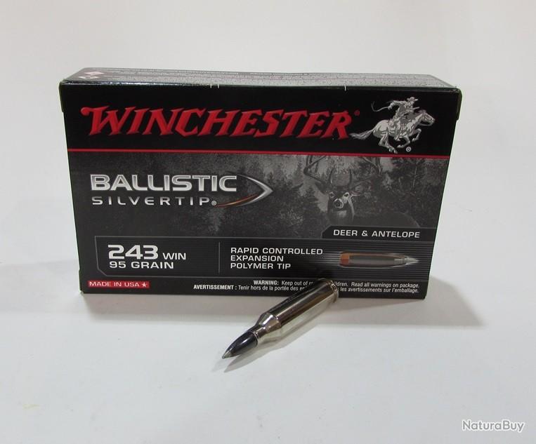 1 boite 20 cartouches de calibre 243 winchester, Winchester Ballistic Silvertip 95 grs - Balles ...