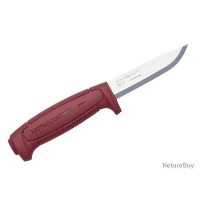 COUTEAU MORAKNIV BASIC 511 LAME 9CM ACIER CARBONE MANCHE ROUGE + ETUI RIGIDE NOIR - Couteaux ...