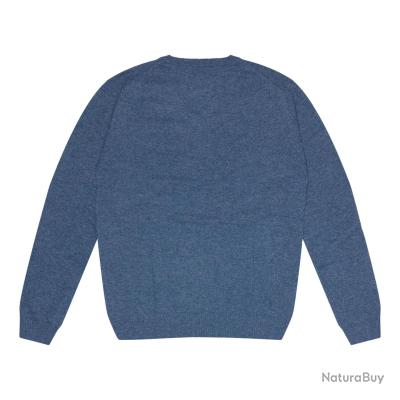 Pull Homme fin col V pure laine d'agneau L (large) Bleu gris - Pulls et ...