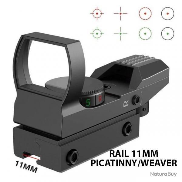 VISEUR POINT ROUGE PANORAMIQUE - 4 RÉTICULES 5 LUMINOSITÉS - RAIL 11mm ...