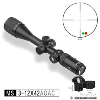 Lunette de visée Discoveryopt 3-12x42 mm 1 po Tube Second Focal Plane ...