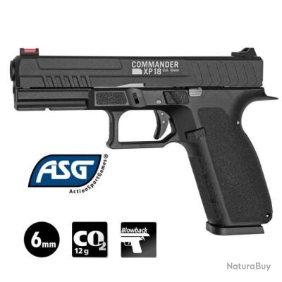PISTOLET ASG COMMANDER XP18 Noir - Culasse mobile - 6 mm BB - CO² 1J ...