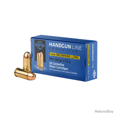 PPU 9mm Browning Long 108grs FMJ - Munitions de Catégorie B (12474288)