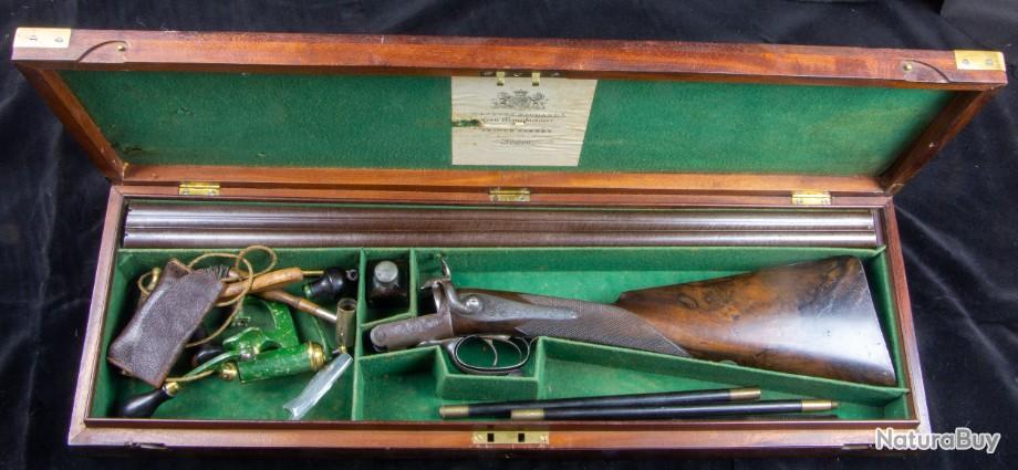 TRÈS BEAU FUSIL WESTLEY RICHARDS CAL. 16 À BROCHE 1860 DANS SON COFFRE ...