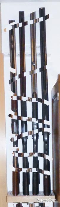 RATELIER / SUPPORT MURAL EN CHÊNE ET ACRYLATE POUR 4 FUSILS / CARABINES ...