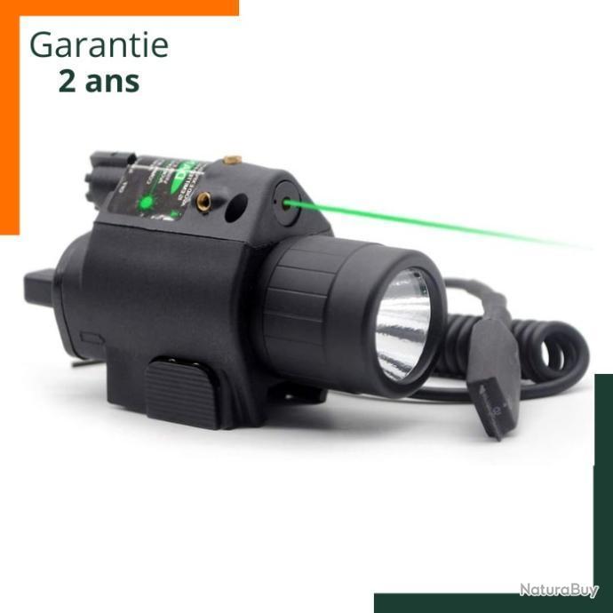 Viseur laser vert Picatinny avec rail de 20 mm avec lampe torche LED vert - Garantie 2 ans ...