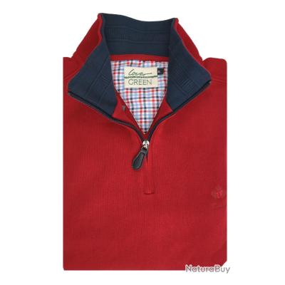 LOVERGREEN PULL COL ZIPPE ROUGE - Pulls et sweat de Chasse (12518808)