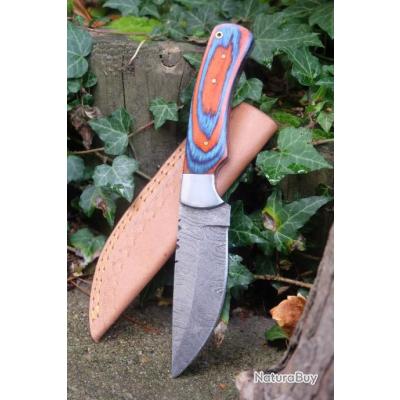 Couteau Bowie Damas Lame Drop Point 256 Couches Manche Poisson ...