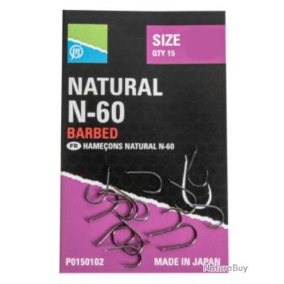 PRESTON HAMEÇON NATURAL N-60 PRESTON 12 - Hameçons Coup & Anglaise ...