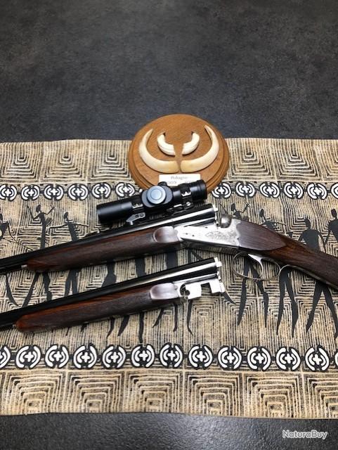 Magnifique express juxtapose DEMAS double canons calibre 8x57 et 20/76 ...