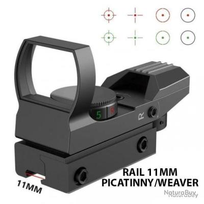 POINT ROUGE 4 RÉTICULES RAIL PICATINNY 11mm - Points rouges de tir et ...