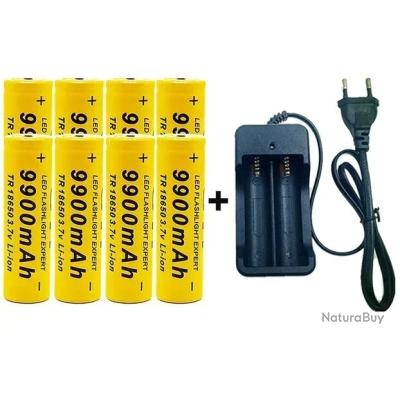 8 Batterie lithium-ion rechargeable, 18650 V, 3.7 mAh,9900MAH + 1 ...
