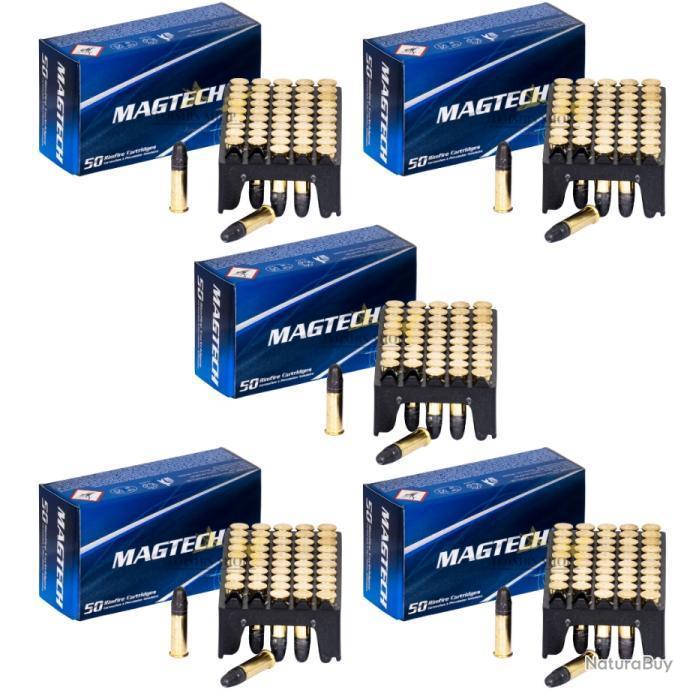 Lot 5 boîtes de 50 balles cal.22 long rifle 40 grains à tête ronde ...