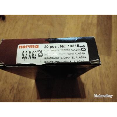 20 cartouches neuves norma alaska 285grs 9,3x62 - Balles Calibre 9.3x62 ...