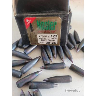 OGIVES NOSLER SPITZER ballistic TIP Ref 28120 CALIBRE 284 7mm 120grains 33 pièces Molikotés ...