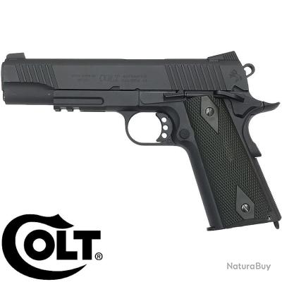 Pistolet airsoft CO2 FULL METAL, Colt 1911 Rail Gun Blackened, Blowback, semi-automatique ...