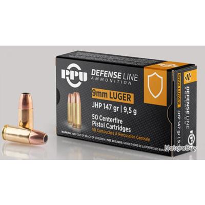 PPU Cartouches 9mm luger JHP 147grs SUBSONIQUE - Boite de 50 unités ...