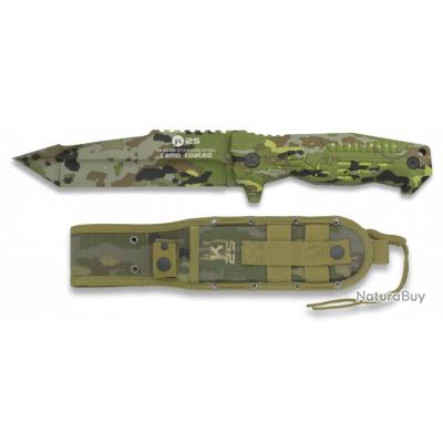 Couteau tactique Camo plein manche avec lame 14cm - Couteaux tactiques ...