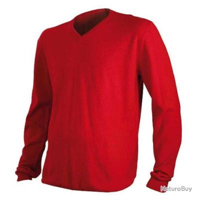 Pull rouge col en V Somlys - Pulls et sweats Outdoor (12819617)