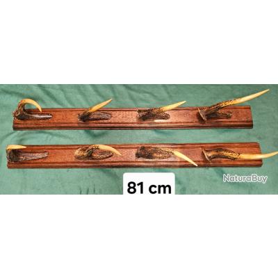 Ratelier Porte fusils 4 places chêne et andouillet de cerf , cannes ...