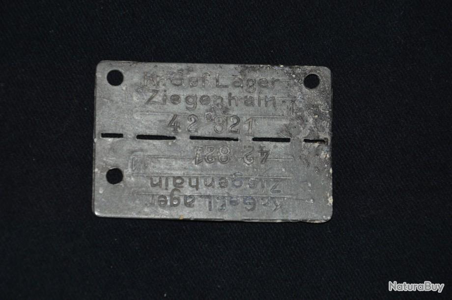 PLAQUE D'IDENTITE KR.GEF.LAGER ZIEGENHAIN-42821-PRISONNIER DE GUERRE ...