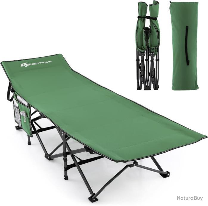Lit de camping Pliable 1 Personne avec Appuie-tête Incliné - Supporte ...