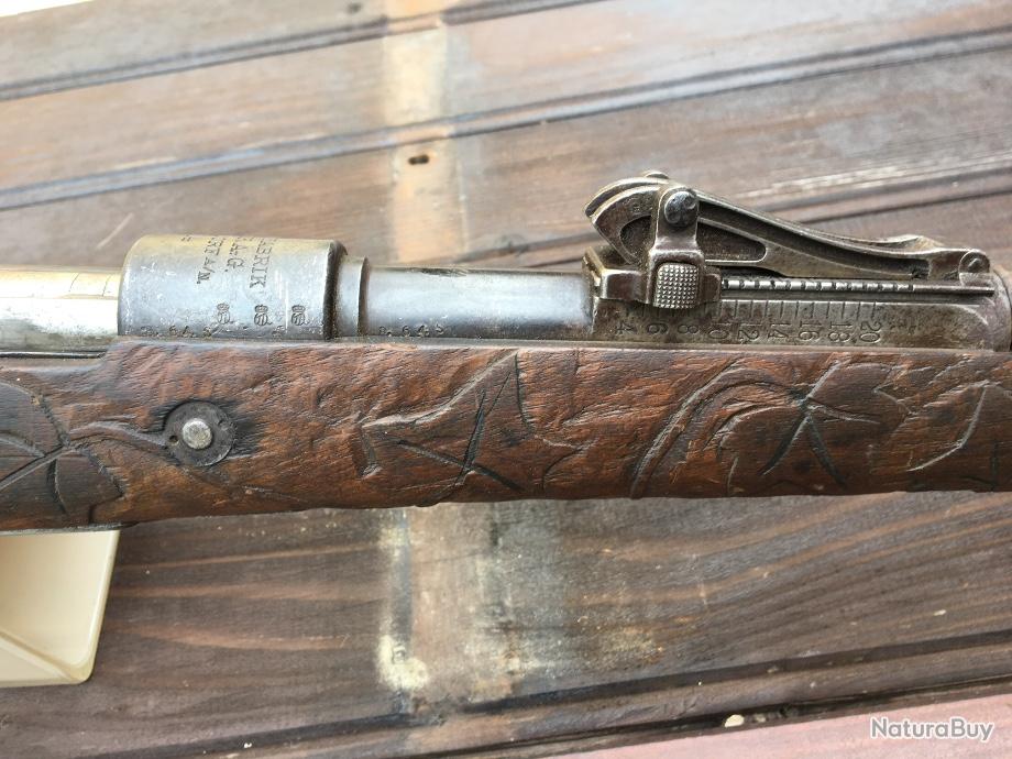 MAUSER GEW 98 calibre 8x64s canon et boîtier au même numéro. Bois sculpté motif feuilles de ...